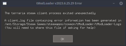 Terraria steam client proccess exited unexpectedly · Issue #3702 · tModLoader/tModLoader · GitHub
