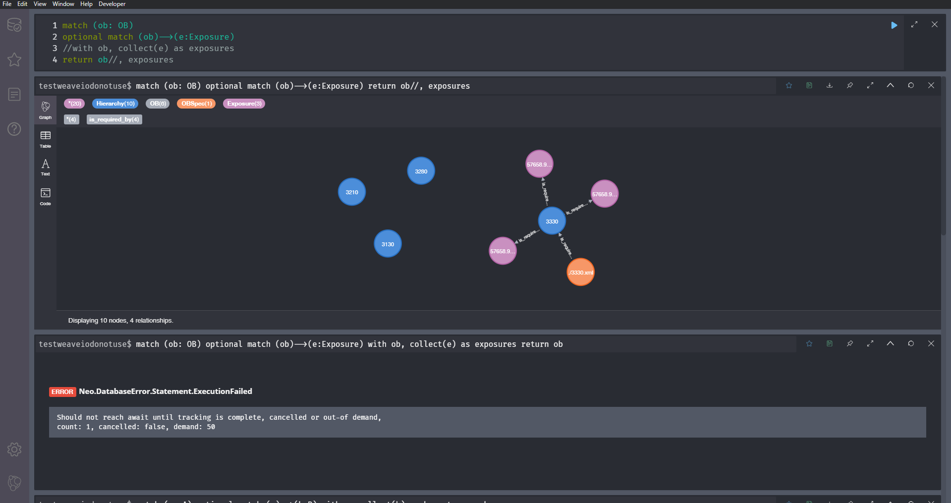 Collect in a simple query fails: `Should not reach await until tracking is complete, cancelled ...