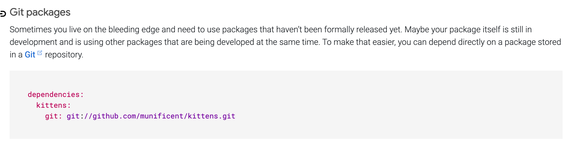Git URL in dependencies examples are not working · Issue #2427 · dart-lang/site-www · GitHub
