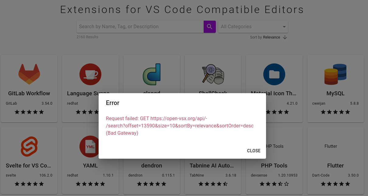 https://open-vsx.org is down/non-functional · Issue #539 · eclipse/openvsx · GitHub