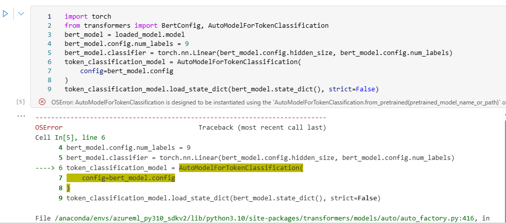 FT: Modifying Model through AutoModel Class for Fine Tuning throwing error. · Issue #7 · Azure ...