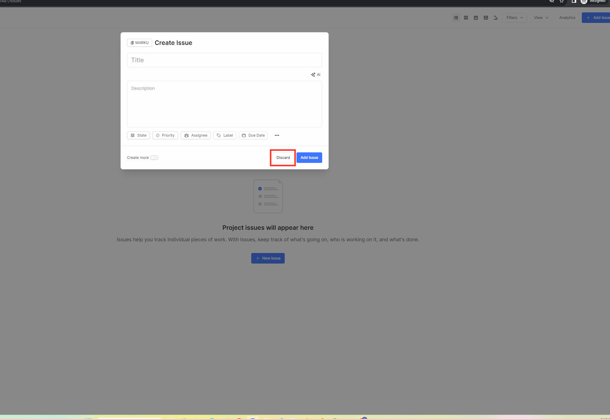 [feature]: Modal shouldn't get closed when clicked outside while creating an issue · Issue #1809 ...