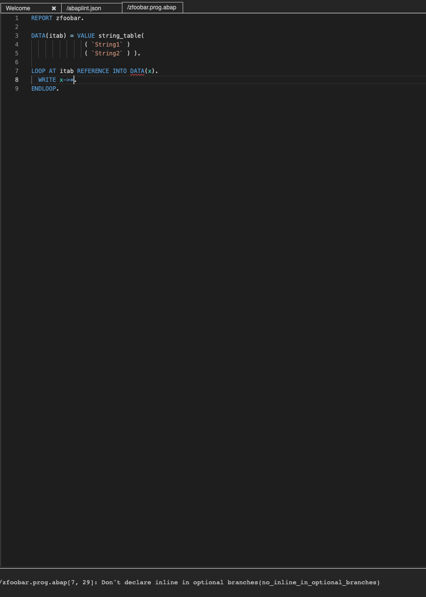 no_inline_in_optional_branches: False positive - LOOP AT itab REFERENCE INTO DATA(x). · Issue ...