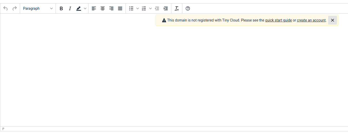 Remove API Key banner warning if no API key is present · Issue #6755 · tinymce/tinymce · GitHub