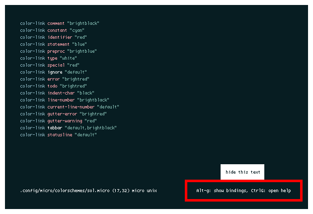 Hide "show bindings, open help" on the right of the status line · Issue ...