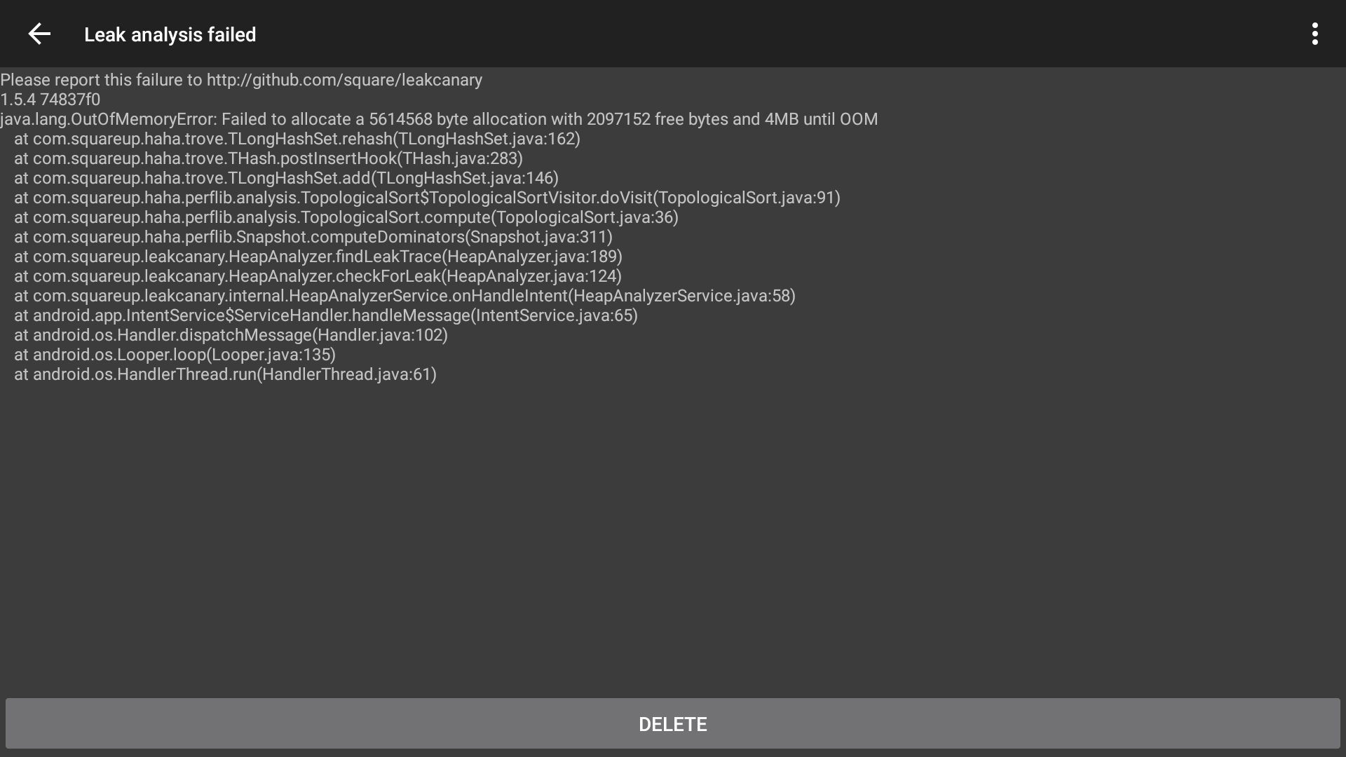 oom occurred!!!! · Issue #919 · square/leakcanary · GitHub