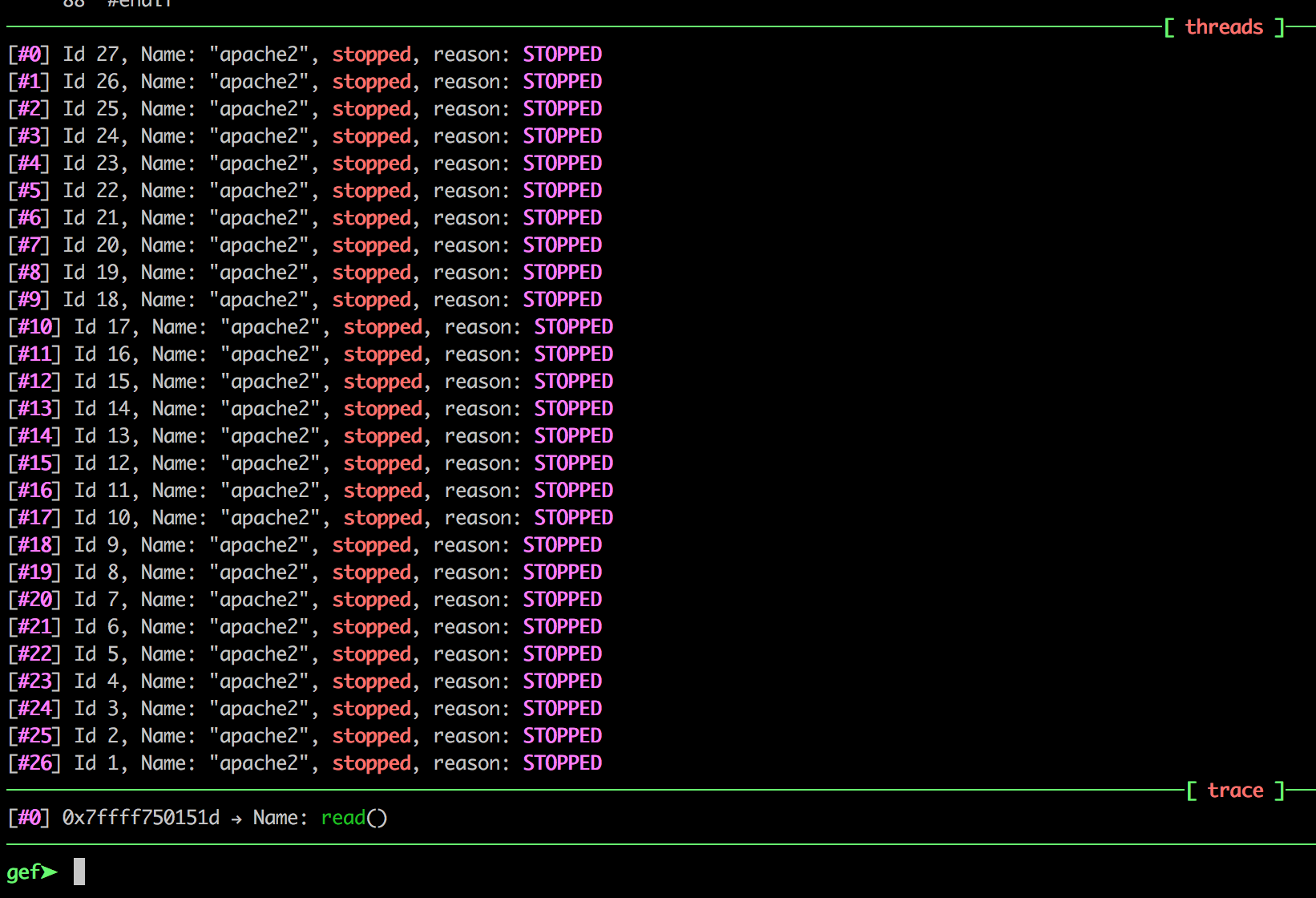 Ability to display GDB messages after the gef context · Issue #209 · hugsy/gef · GitHub
