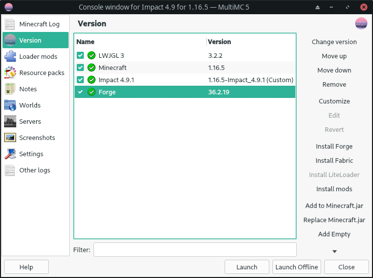 MultiMC, Impact, Forge, and 1.16.5 - not working together · Issue #3335 · ImpactDevelopment ...