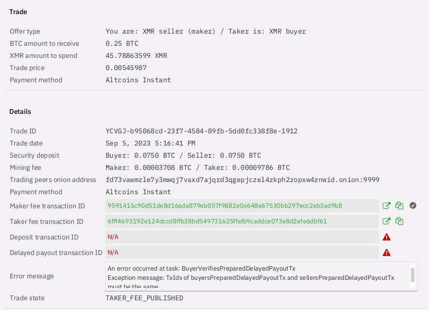 Fee reimbursement for trade YCVGJ · Issue #1483 · bisq-network/support · GitHub