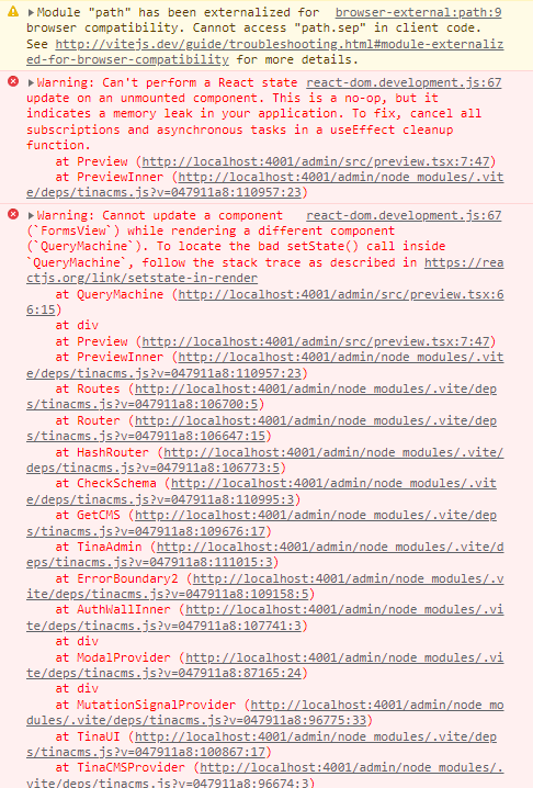 Console Errors In Barebones Starter · Issue 3857 · Tinacms Tinacms · Github