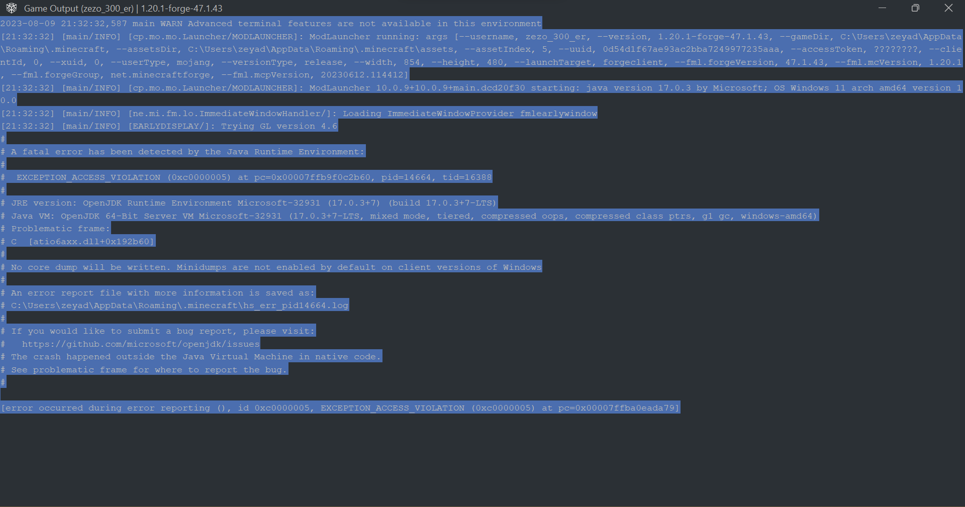 there is a mastery chrash report from the luncher for playing forge · Issue #531 · microsoft ...