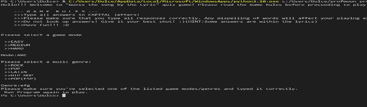 GitHub - cfdulce/pyproject2: -Python Project- Guess the song by the lyrics