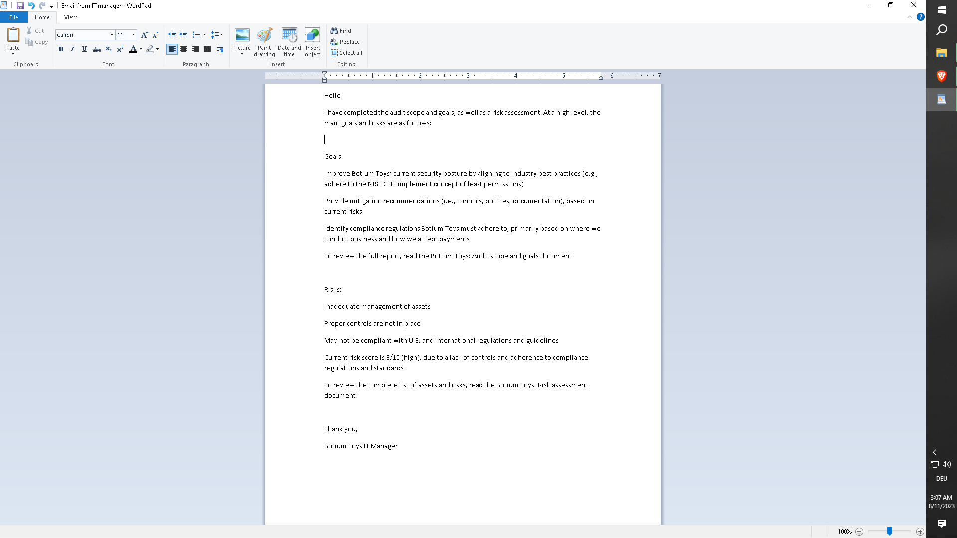 GitHub - ArtyWatts/Security-Audit-Example