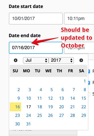 Date: Option to change the default end date to the chosen start date ...