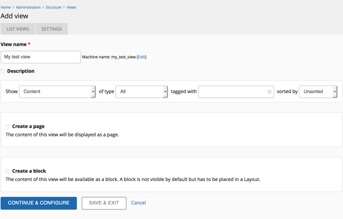 Add a setting to specify which Views display(s) get created by default ...