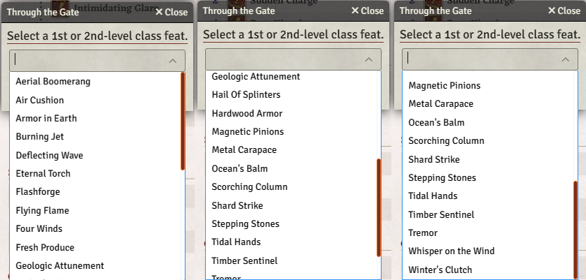 Through the Gate Only Showing Impulse Feats · Issue #9239 · foundryvtt/pf2e · GitHub