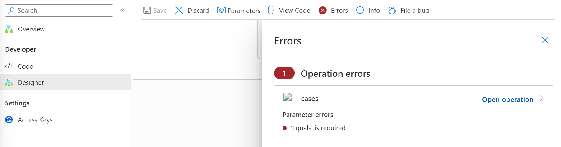 Operation Errors - cases parameter errors ('Equals' is required) · Issue #3128 · Azure ...