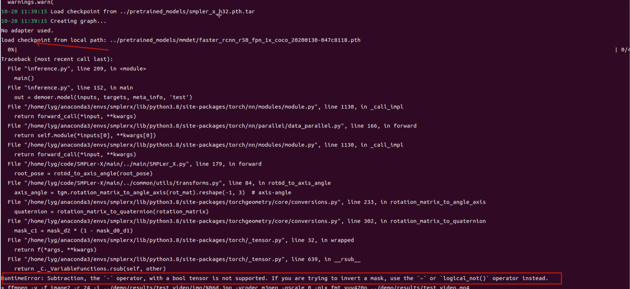 Subtraction The ` ` Operator With A Bool Tensor Is Not Supported · Issue 18 · Caizhongang