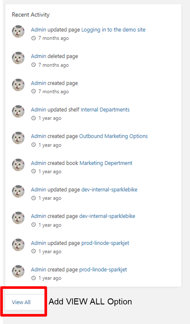 Request To Add View All Option In Recent Activity Section · Issue 4308 · Bookstackapp