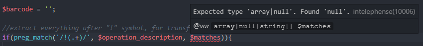 Expected type 'array|null'. Found 'null'.intelephense(10006) · Issue #199 · bmewburn/vscode ...
