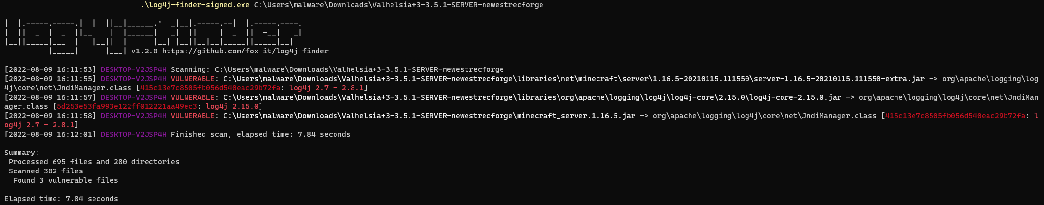 Old vulnerable Log4j being installed with Forge 1.16.5 - 36.2.34 ...