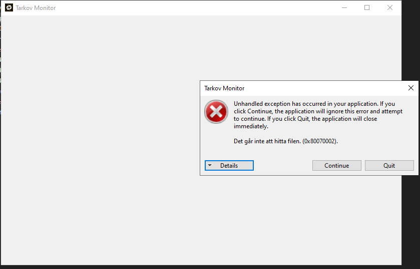 Error on launching program · Issue #22 · the-hideout/TarkovMonitor · GitHub