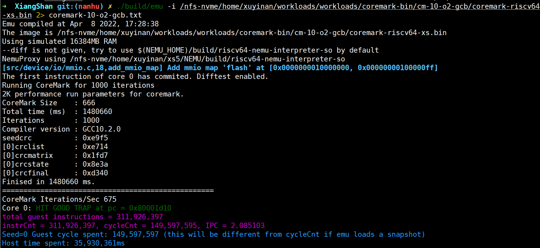 请问南湖coremark跑分7.81对应哪个分支？ · Issue #1521 · OpenXiangShan/XiangShan · GitHub