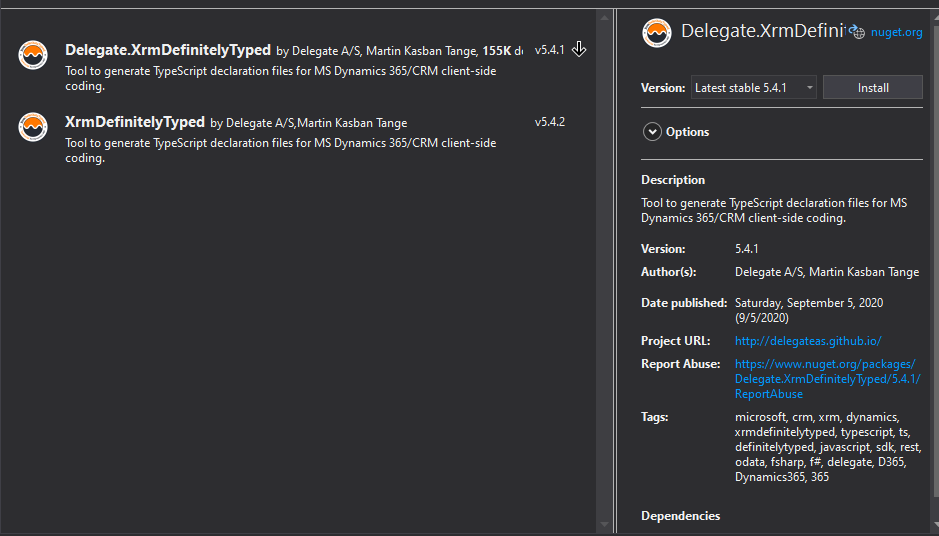 v5.4.2 is published as "XrmDefinitelyTyped" · Issue #201 · delegateas/XrmDefinitelyTyped · GitHub