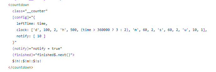 [config]="{ notify: [ 10 ] } , countdown does not emit (notify) when the counter is set to