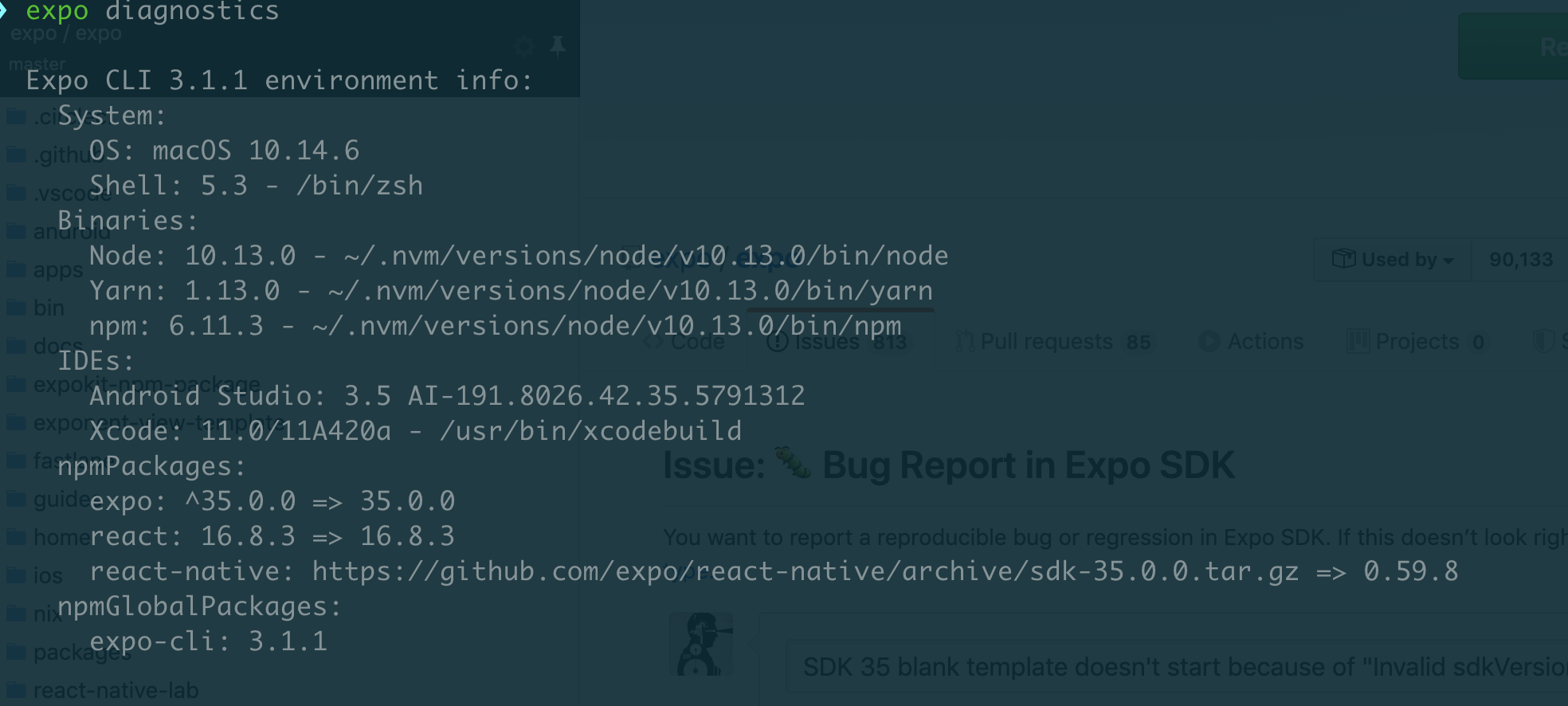 SDK 35 blank template doesn't start because of "Invalid sdkVersion" error · Issue #1027 · expo ...