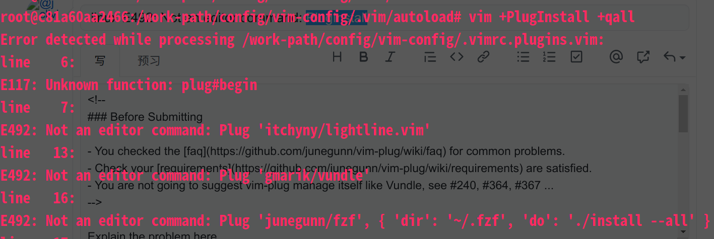 Linux E492 Not An Editor Command Pluginstall · Issue 1048 · Junegunn Vim Plug · Github