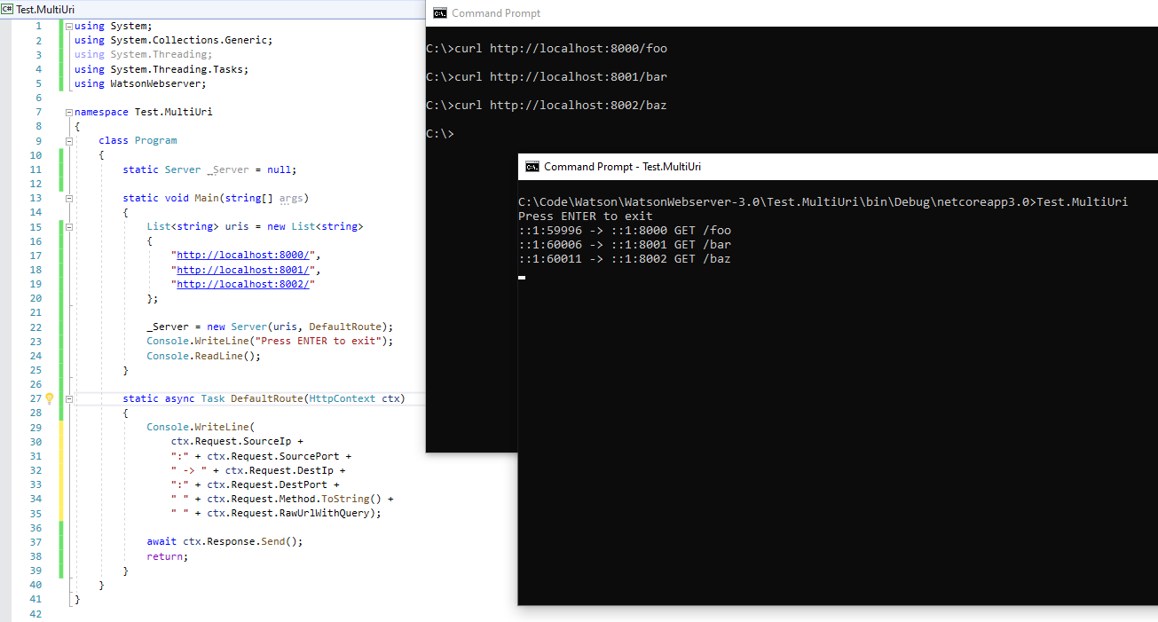 Any way to listen on multiple ports at the same time? · Issue #38 · dotnet/WatsonWebserver · GitHub
