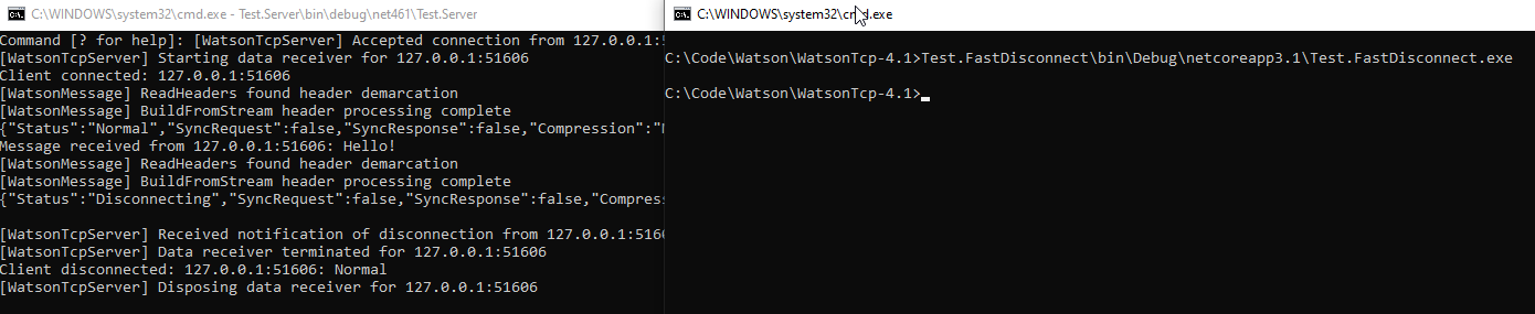 Send message and disconnect without delay causes merge of message on server · Issue #70 · dotnet ...