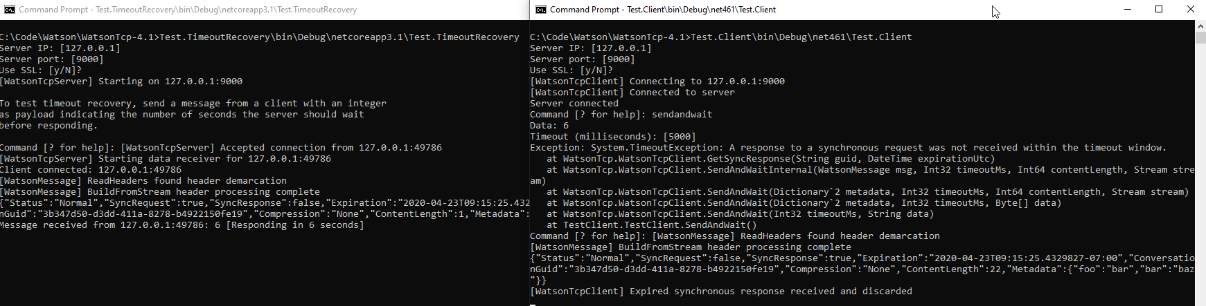 Client disconnection only in SyncRequest after TimeoutException · Issue #75 · dotnet/WatsonTcp ...