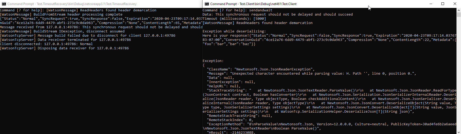 Client disconnection only in SyncRequest after TimeoutException · Issue #75 · dotnet/WatsonTcp ...