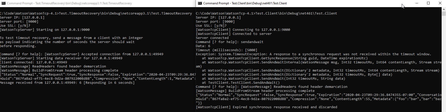 Client disconnection only in SyncRequest after TimeoutException · Issue #75 · dotnet/WatsonTcp ...