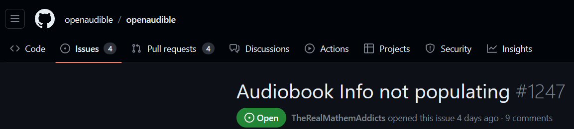 Audiobook Info not populating · Issue #1247 · openaudible/openaudible · GitHub