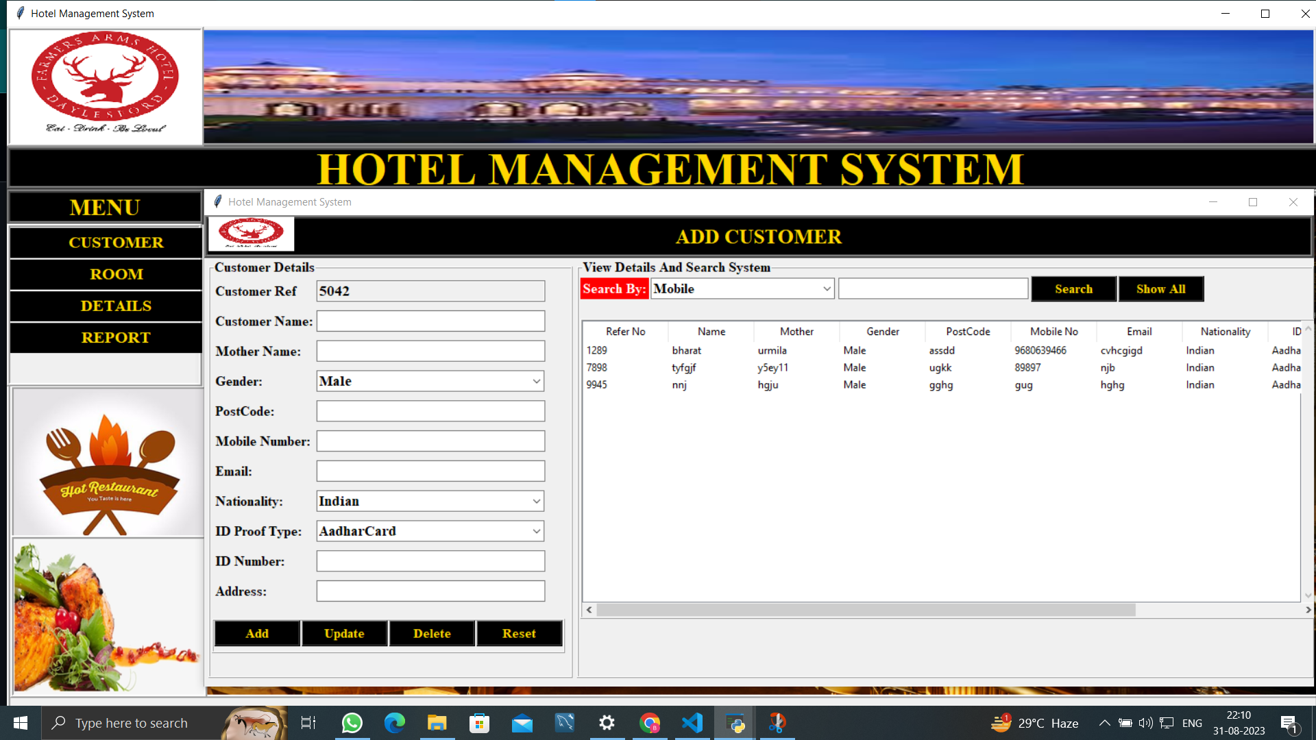GitHub - bharatdaiya09/hotel-management-system-using-sql-and-python: dbms project