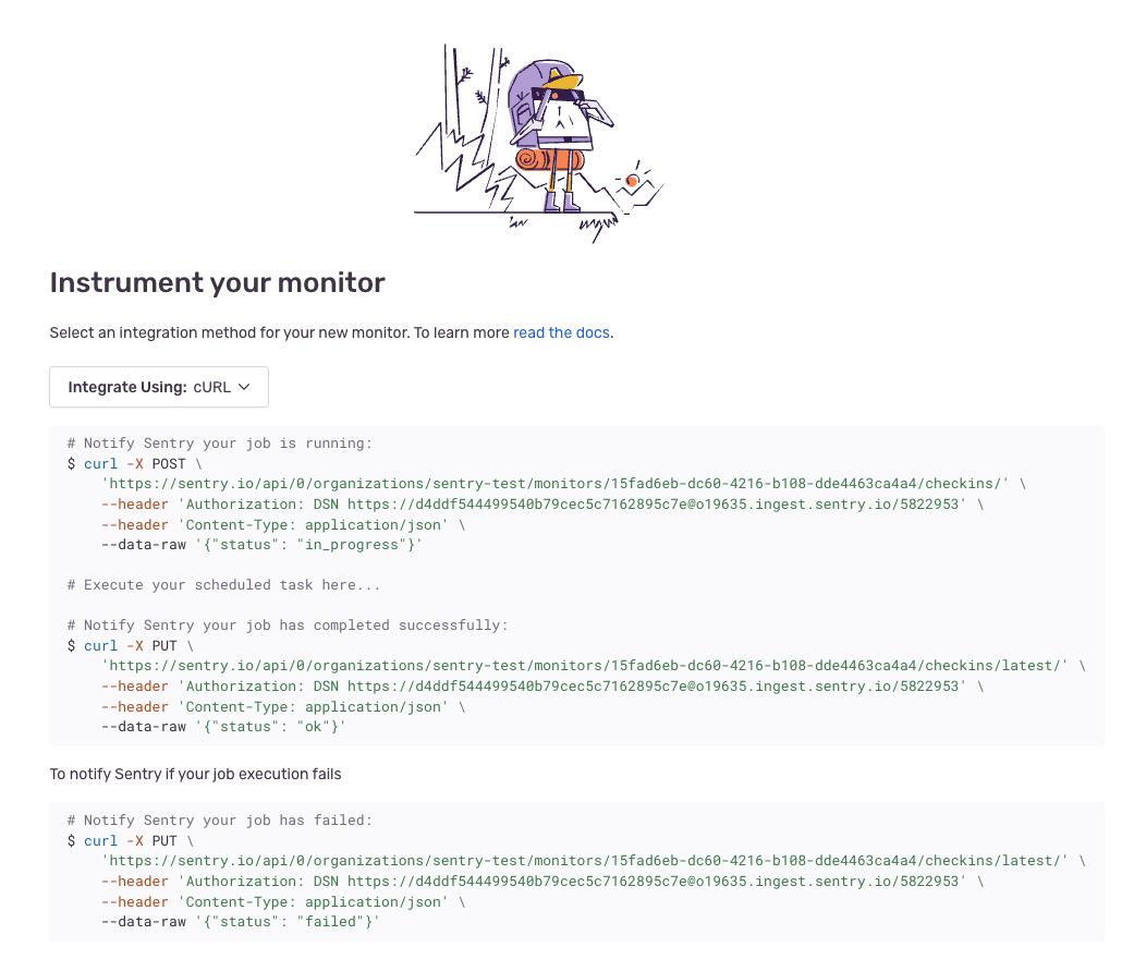 Crons: Display Quick-start Code Snippets for the project's platform · Issue #45675 · getsentry ...