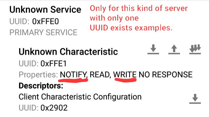 Need example code for sending data to Bluetooth LE devices with separated WRITE and NOTIFY UUIDs ...