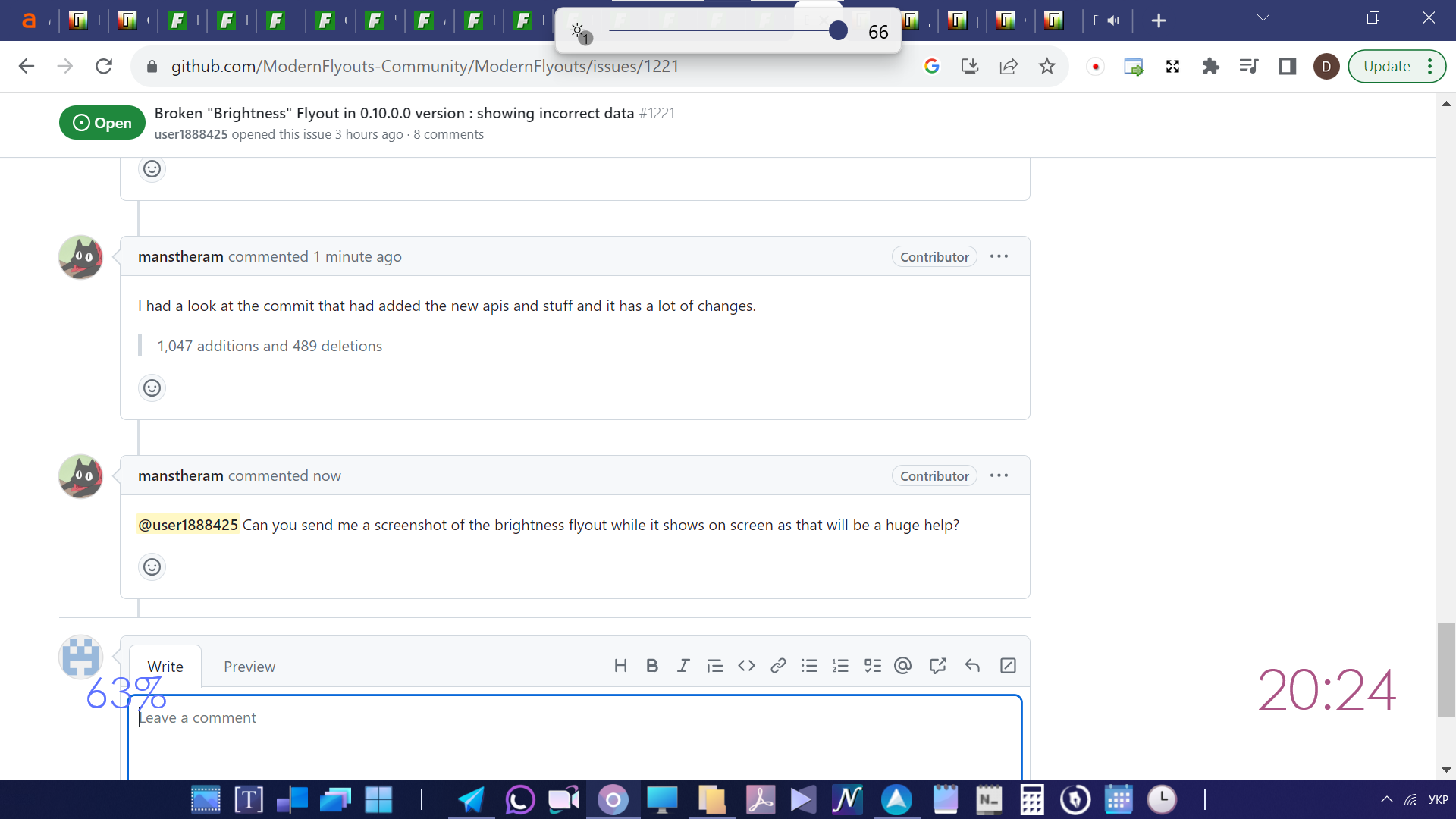 Broken "Brightness" Flyout in 0.10.0.0 version : showing incorrect data · Issue #1221 ...