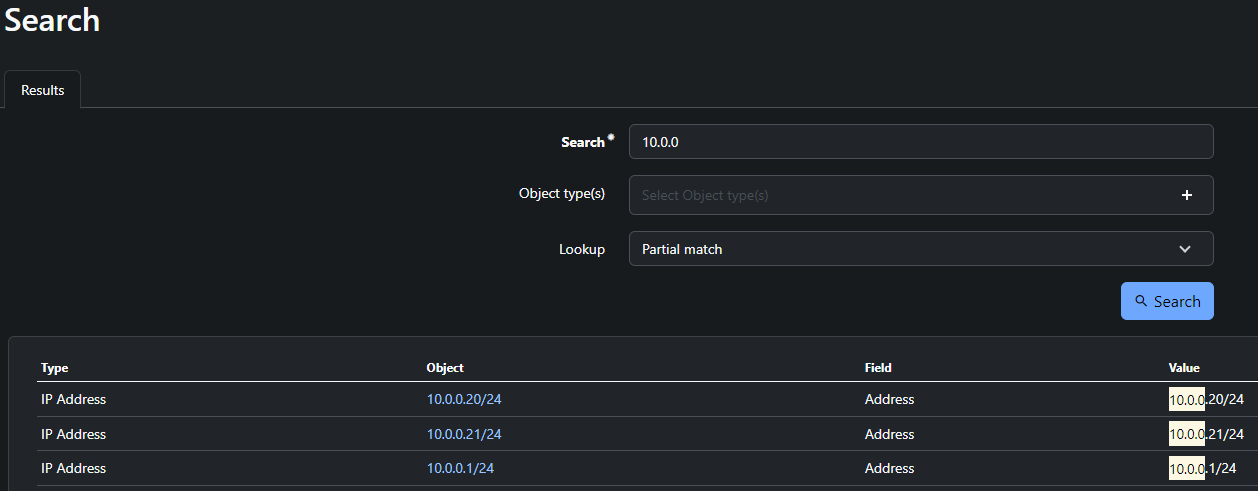 Global Search Shows Ip Addresses In Created Order Not Ascending Order 