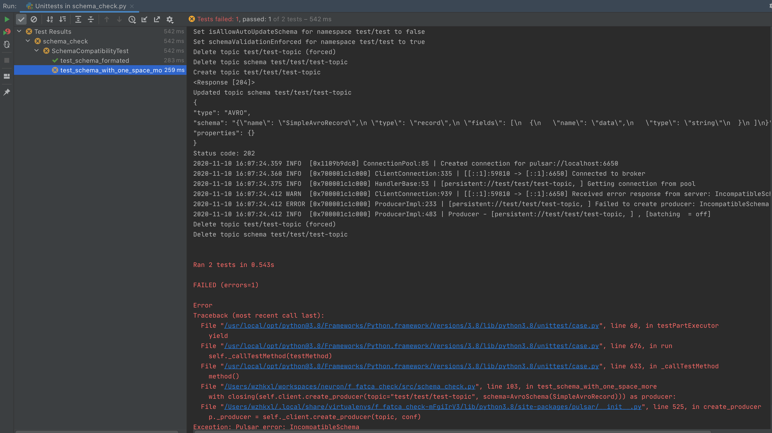 AVRO Schema with modified whitespaces uploaded via API is incompatible ...