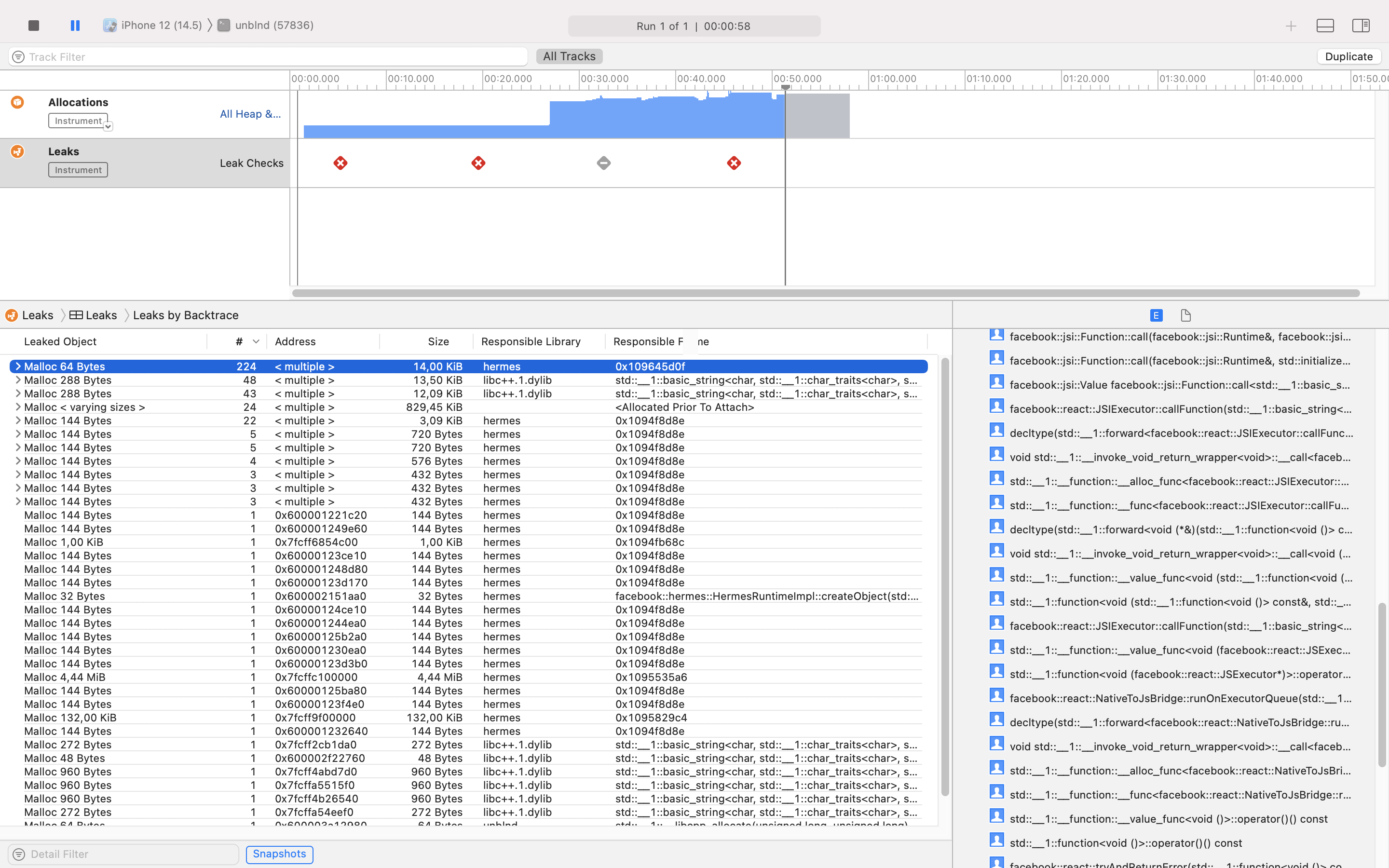 Memory leaks detected in Xcode Profiling · Issue #558 · facebook/hermes · GitHub