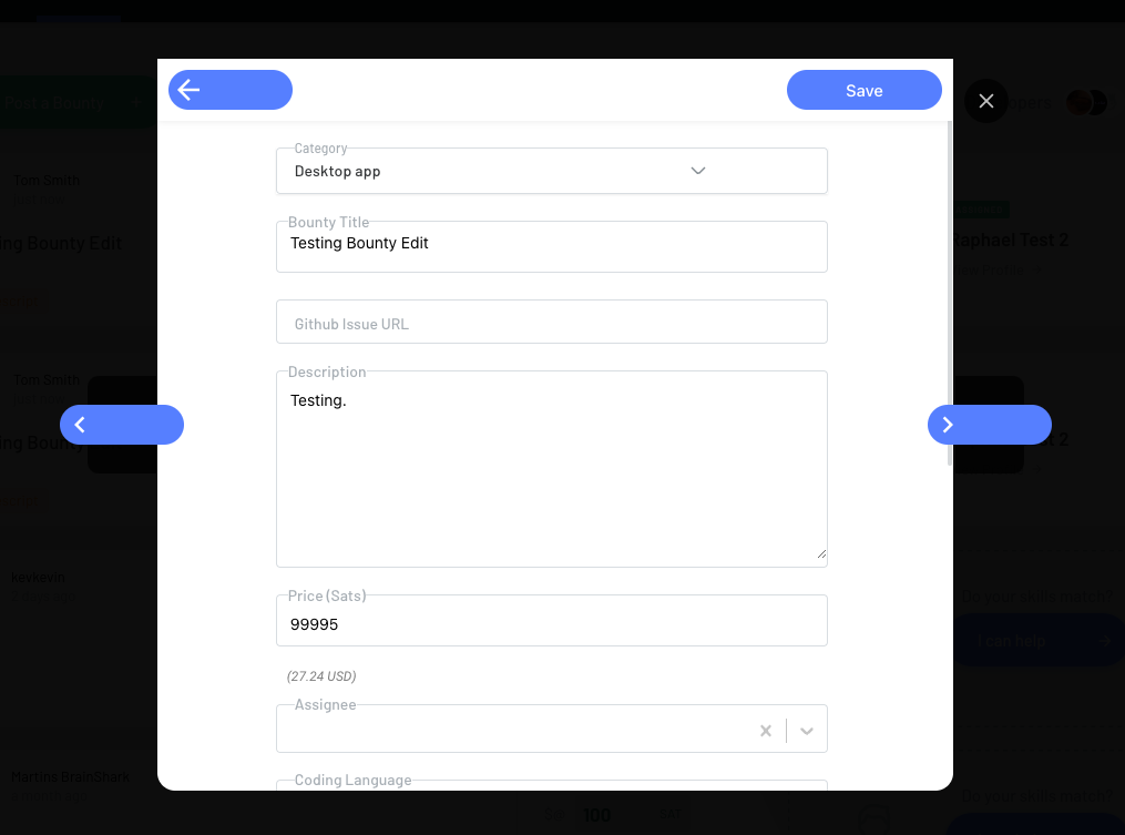 Remove the middle arrows when editing a bounty · Issue #632 · stakwork/sphinx-tribes · GitHub