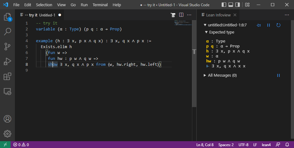 Infoview shows incorrect expected type · Issue #168 · leanprover/vscode-lean4 · GitHub