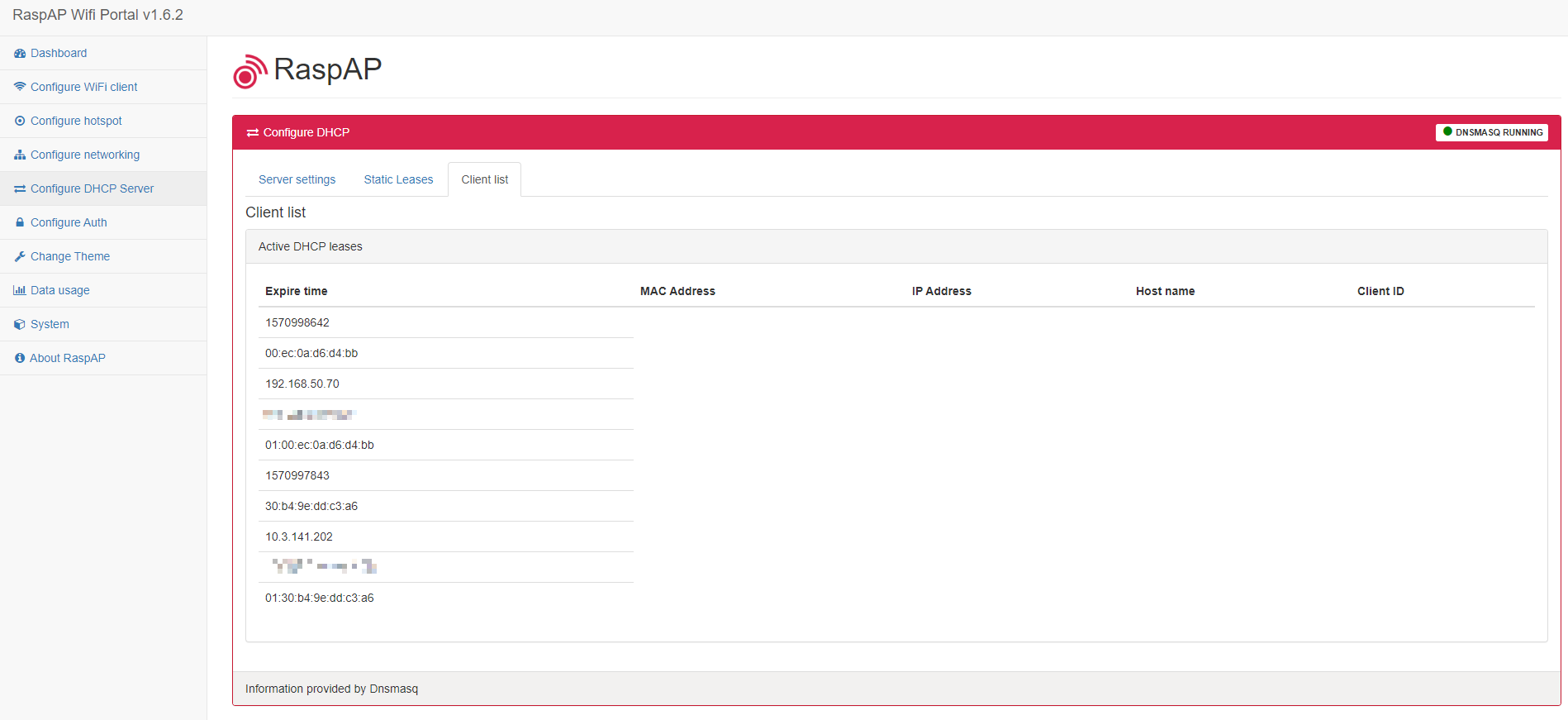 Client list table display incorrect · Issue #412 · RaspAP/raspap-webgui · GitHub