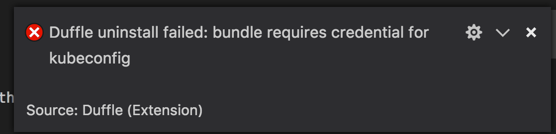uninstall cred-requiring bundle doesn't prompt; fails · Issue #37 · deislabs/duffle-vscode · GitHub