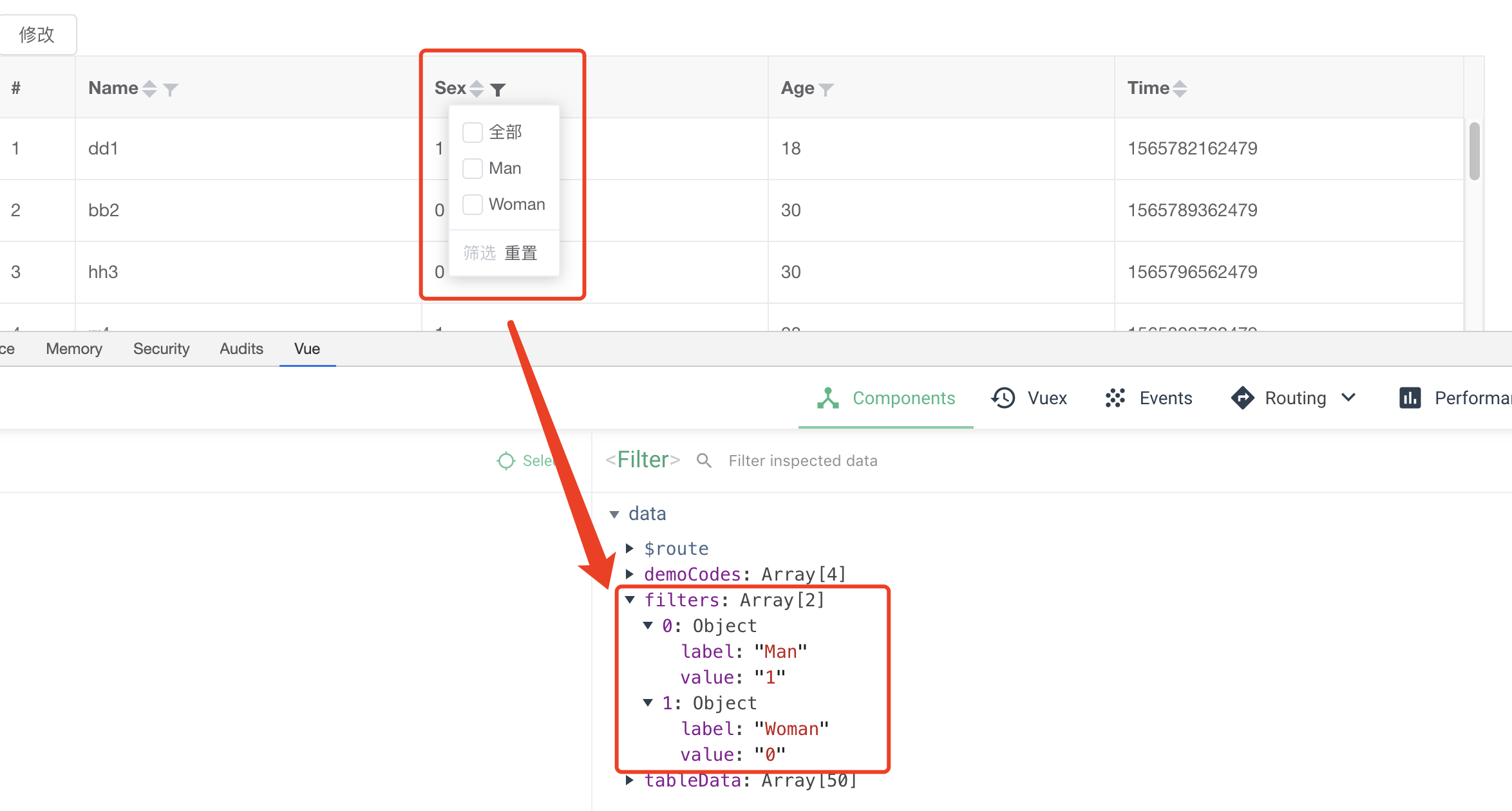 筛选 filters 不会跟随数据响应 · Issue #237 · x-extends/vxe-table · GitHub