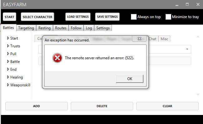 Remote server returned an error (522) on startup · Issue #512 · EasyFarm/EasyFarm · GitHub